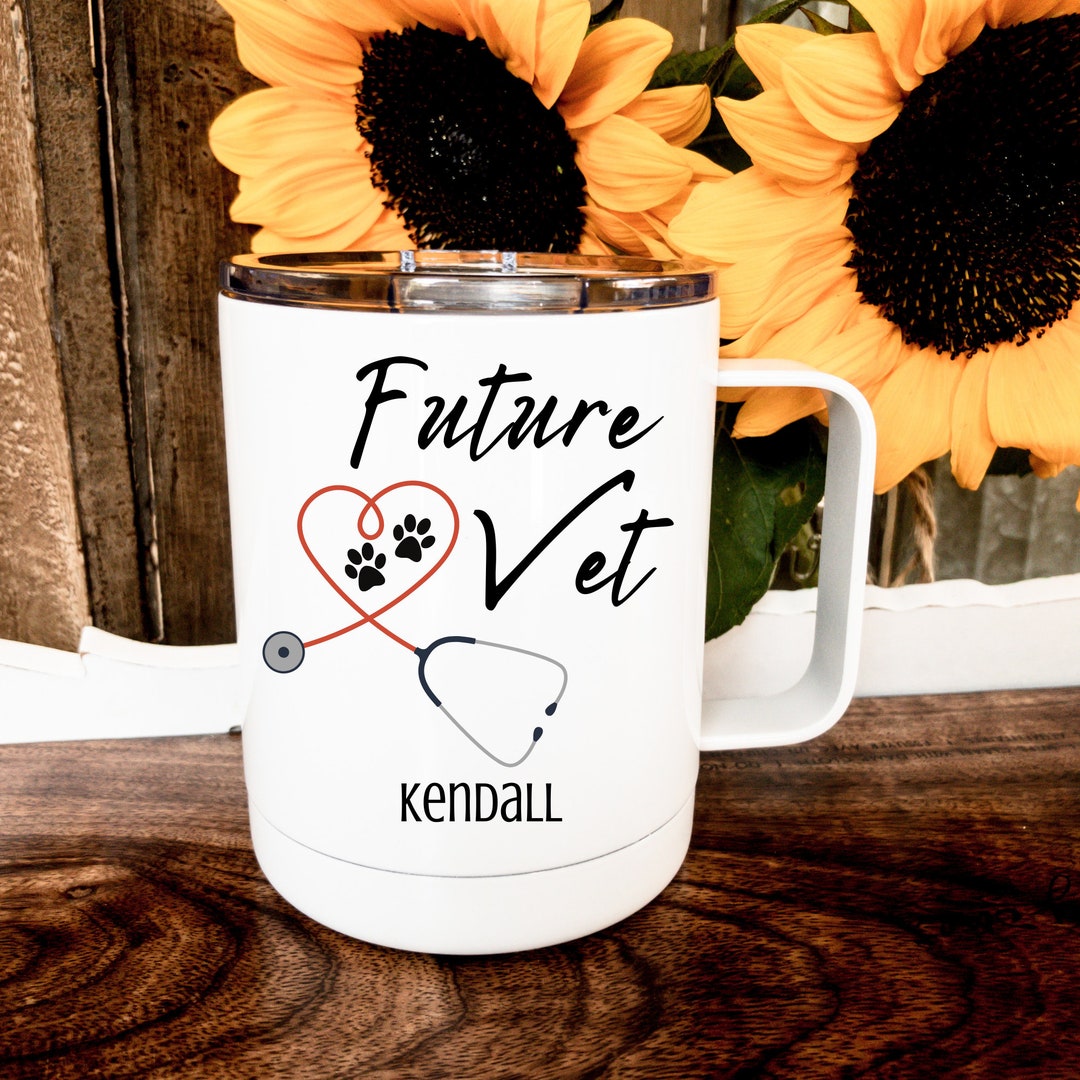 Future Vet With Name Coffee Mug / Stethoscope and Paws / - Etsy