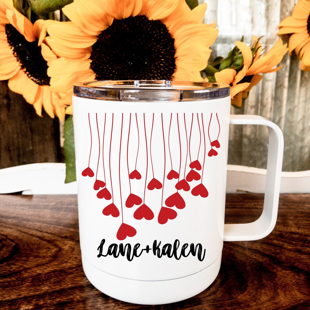 Red Heart Mug Personalized With Names /insulated Cup With Lid ...