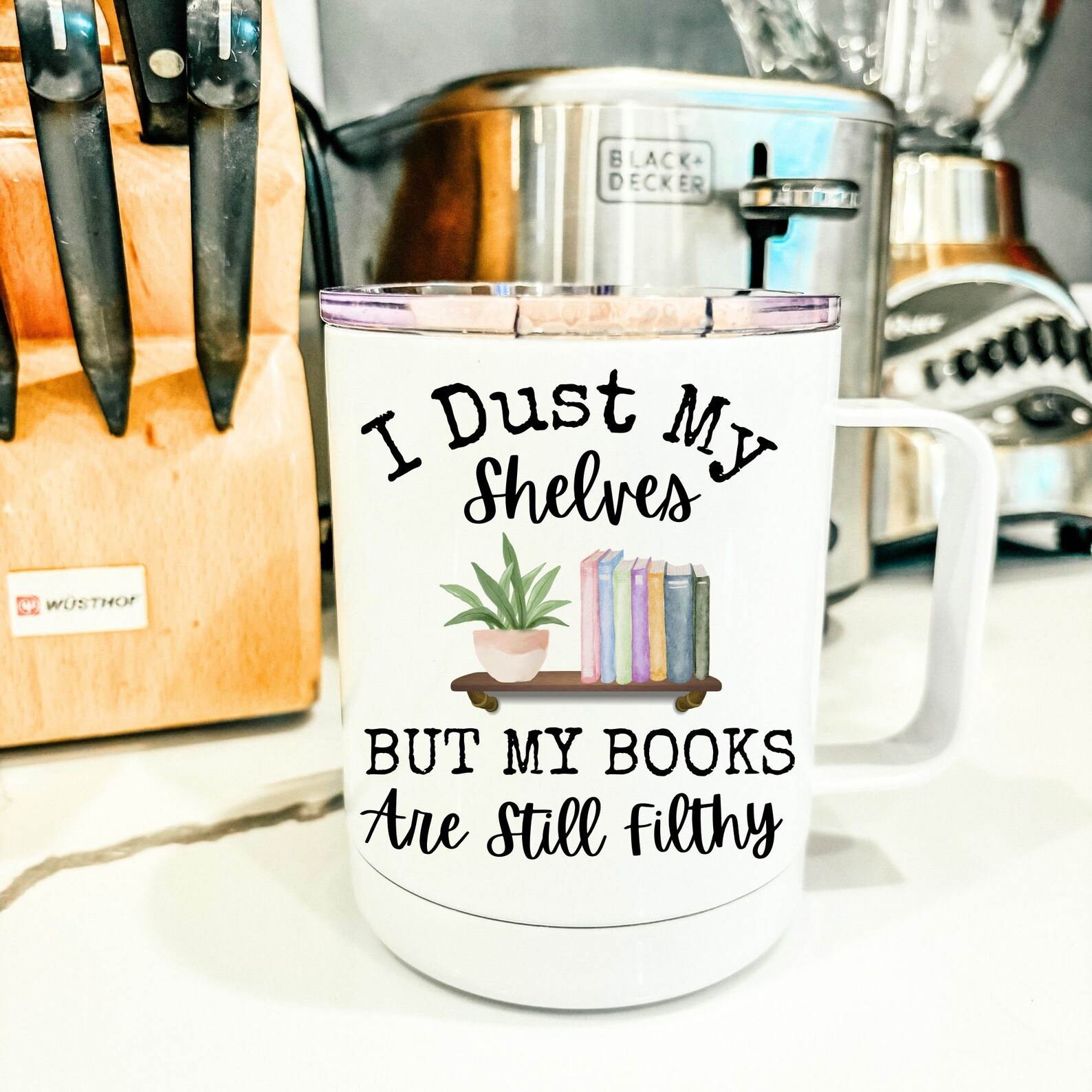 Filthy Books Mug: Insulated Stainless Steel Coffee Mug With Lid - Etsy