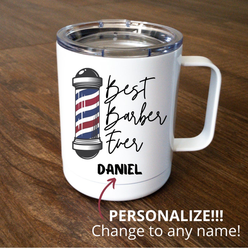 Personalized Barber Coffee Mug: Barber Pole Insulated Cup - Etsy