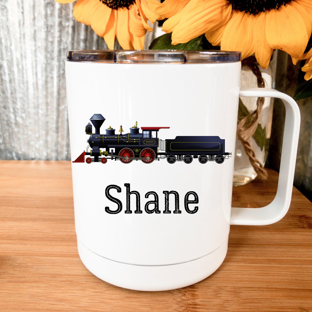 Personalized Train Mug With Lid: Insulated Stainless Steel, Custom Name ...