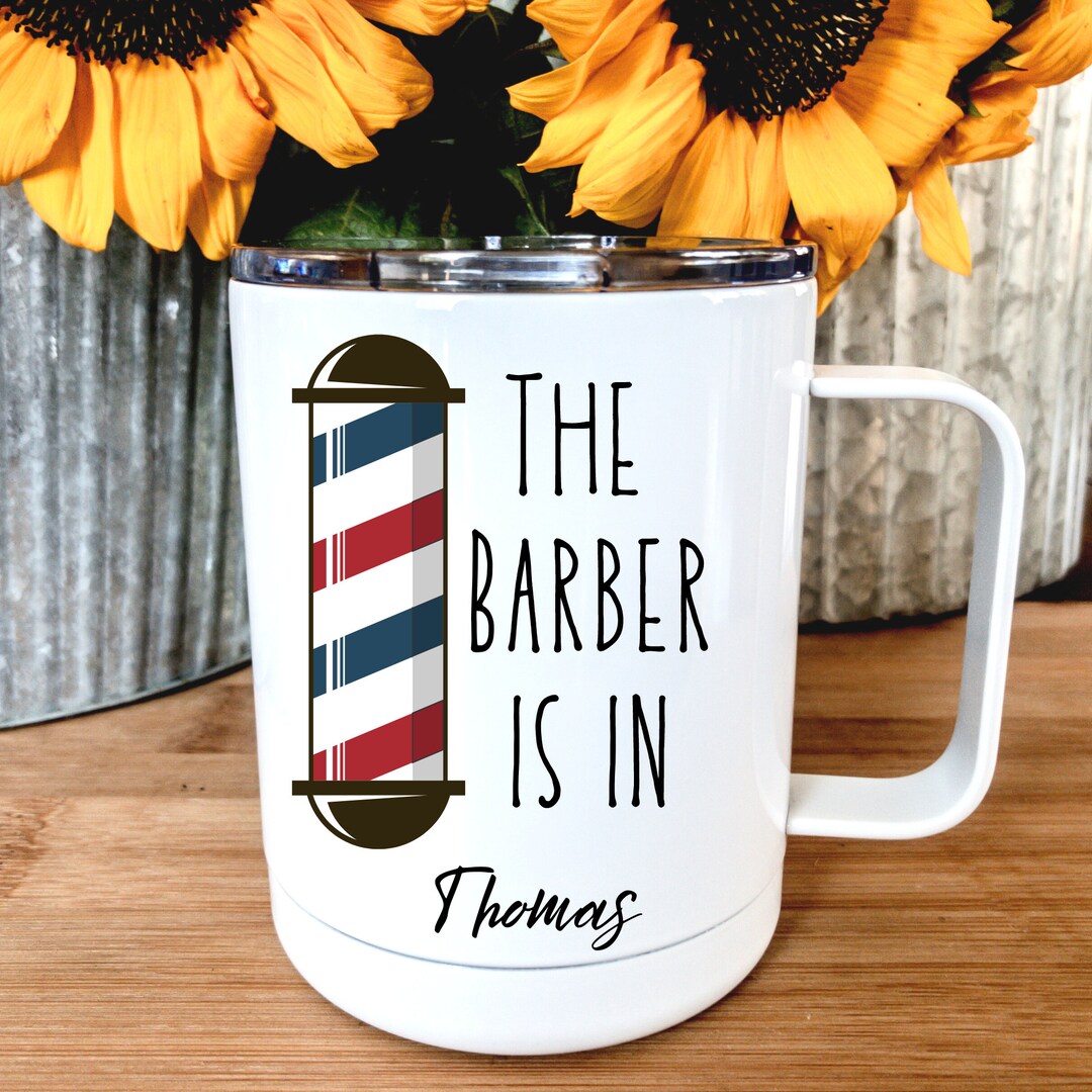 Personalized Barber Mug: Stainless Steel Insulated Travel Mug With Lid ...