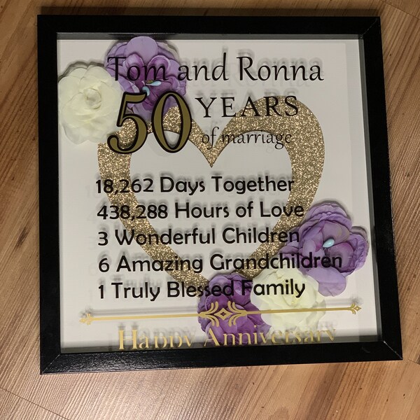 50th Anniversary Shadow Box Svg - Etsy