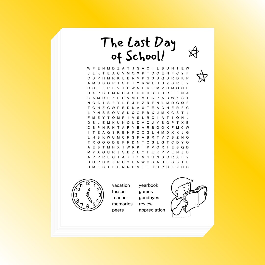 Free Printable Last Day Of School Word Searches - Word Search Maker