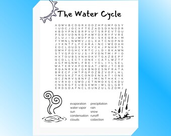 Water Cycle Word Search Printable 8.5x11 inch Toys Learning & School ...