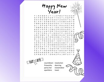 New Year Word Search - Etsy