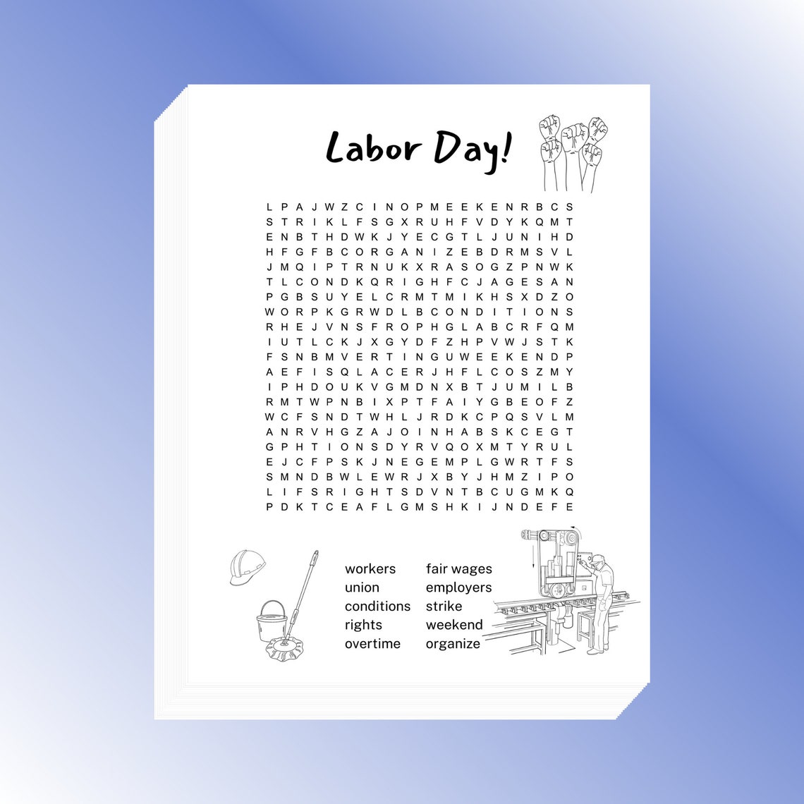 Labor Day Word Search Printable 8.5x11 Inch - Etsy