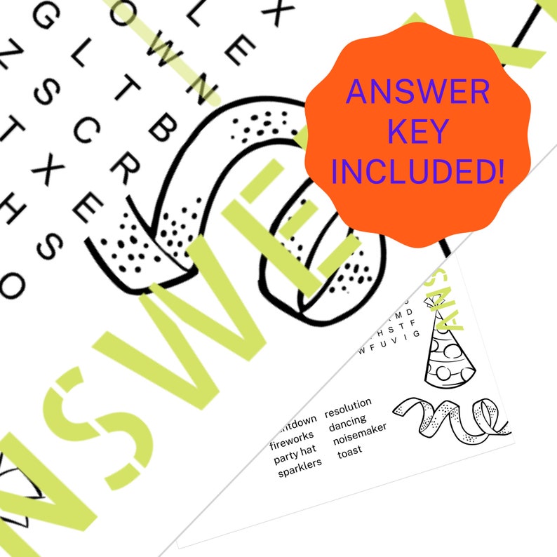 Happy New Year Word Search Printable 8 5x11 Inch Etsy