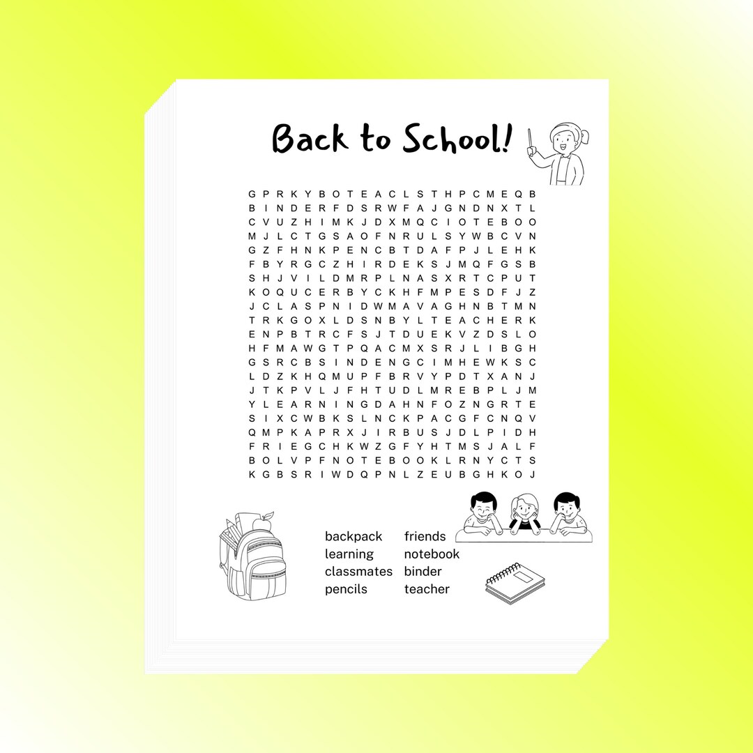Back to School Word Search Printable 8.5x11 inch - Etsy España