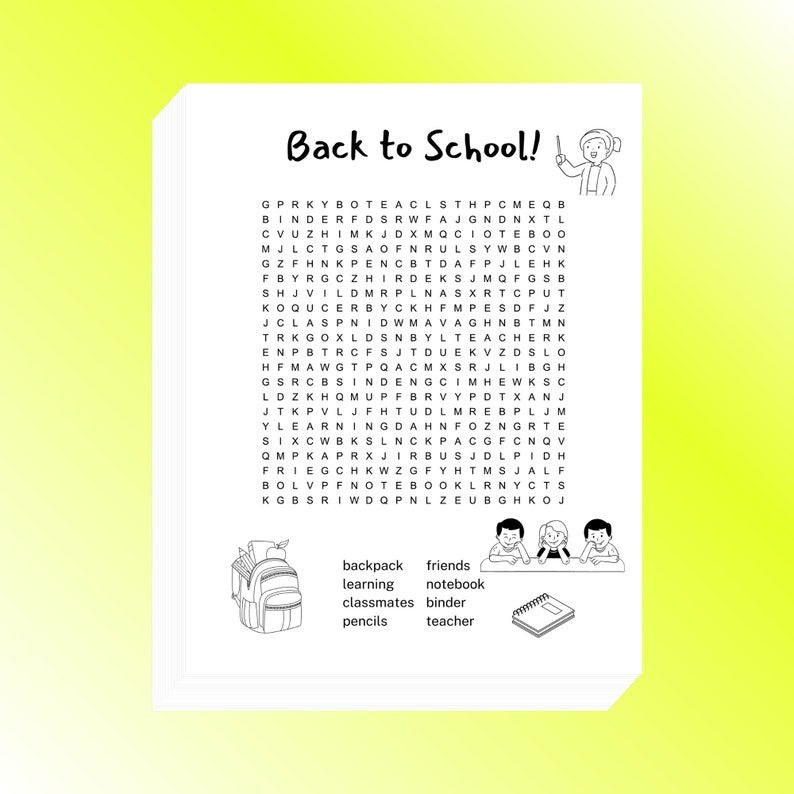 Back to School Word Search Printable 8.5x11 Inch - Etsy