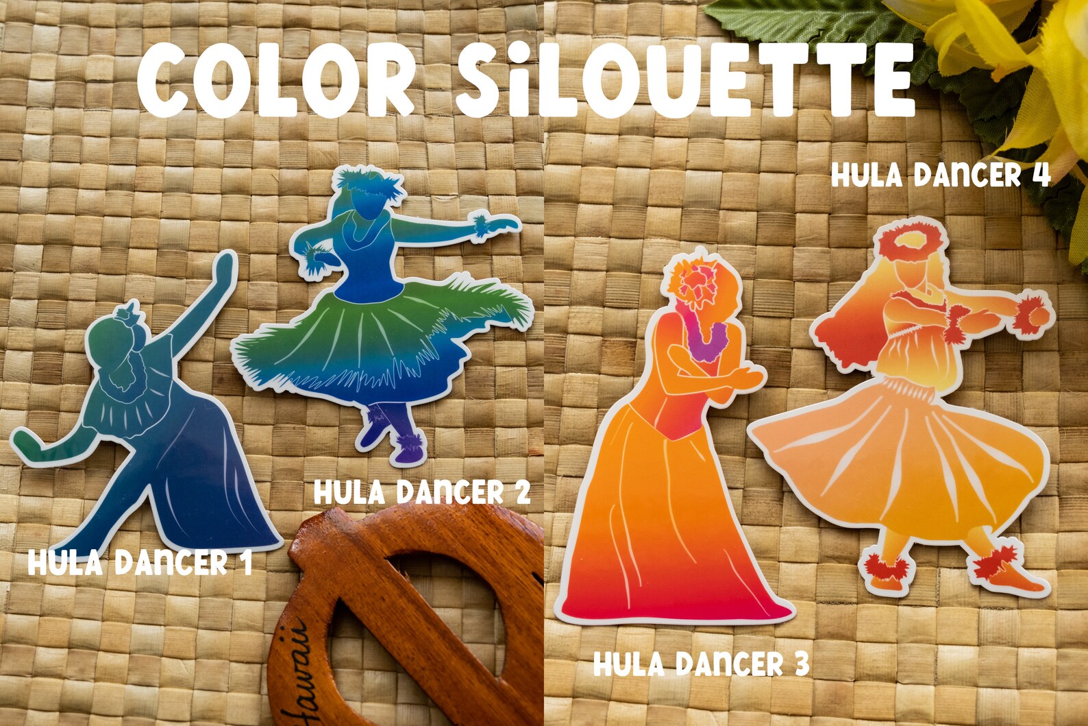 Hula Silhouette Poses Sticker Pack 4 Sticker Set : 2 Styles | Etsy