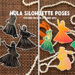 Hula Silhouette Poses Sticker Pack #3 (4 Sticker Set: 2 Styles) - Etsy