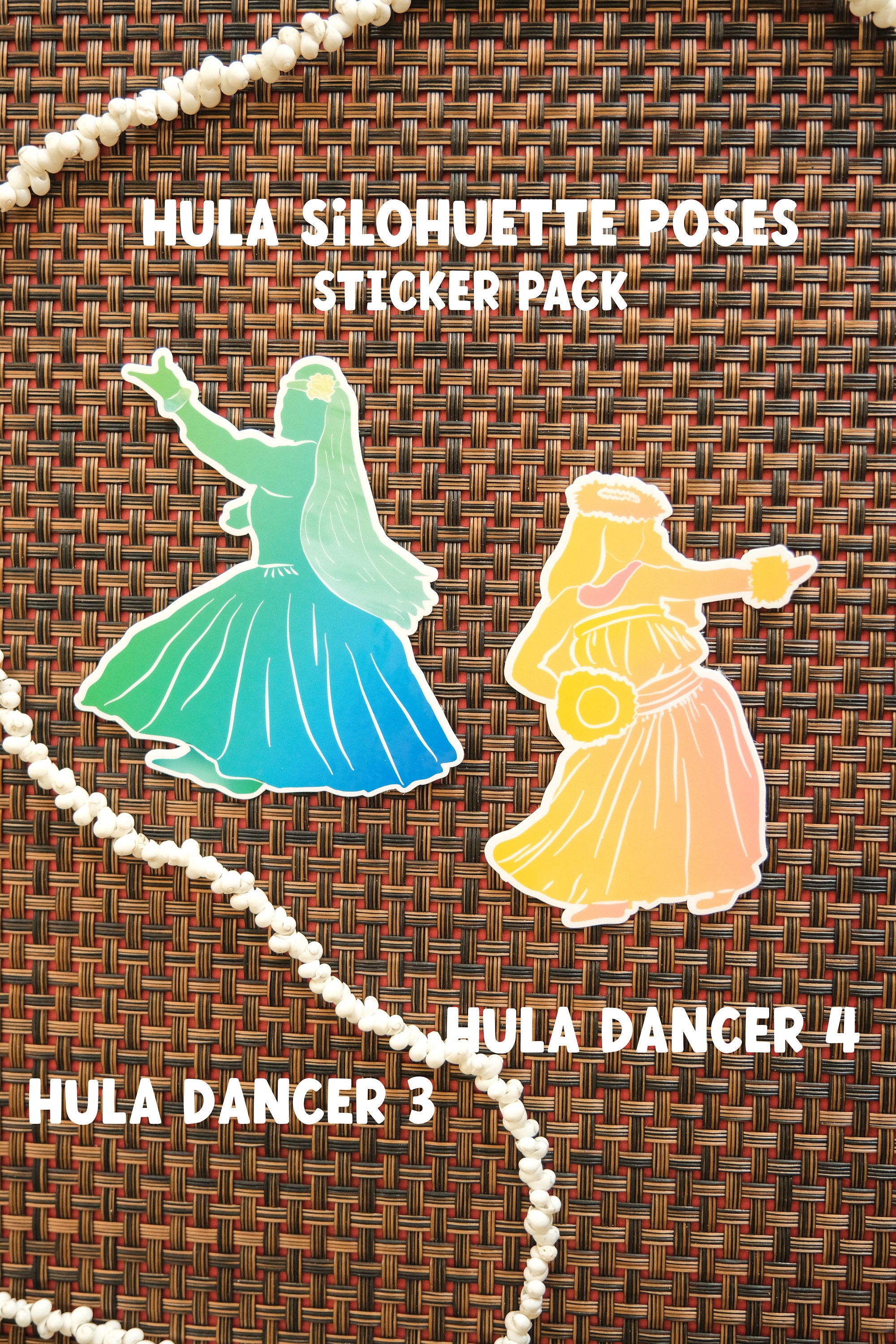 Hula Silhouette Poses Sticker Pack #3 (4 Sticker Set: 2 Styles) - Etsy