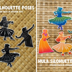 Hula Silhouette Poses Sticker Pack (4 Sticker Set : 2 Styles) - Etsy