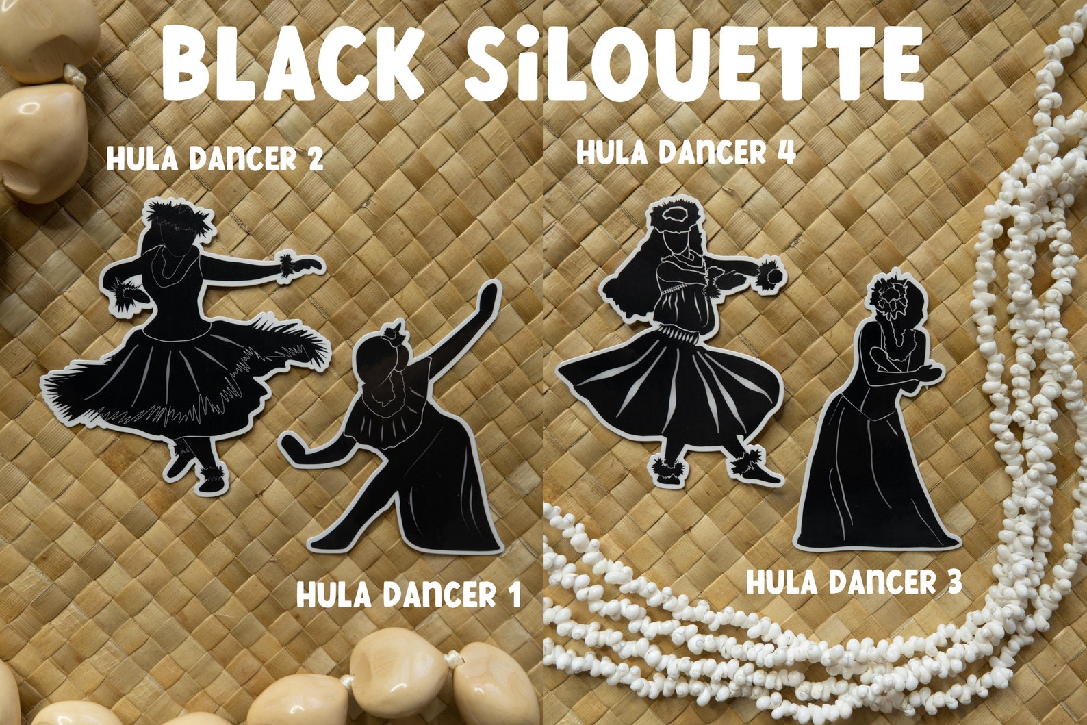 Hula Silhouette Poses Sticker Pack 4 Sticker Set : 2 Styles | Etsy