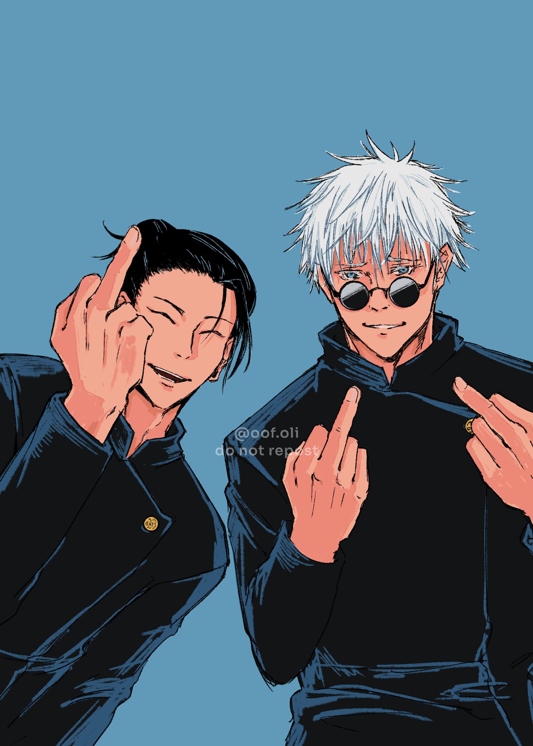 Satosugu flipping you off Gojo Satoru and Getou Suguru 5x7 | Etsy