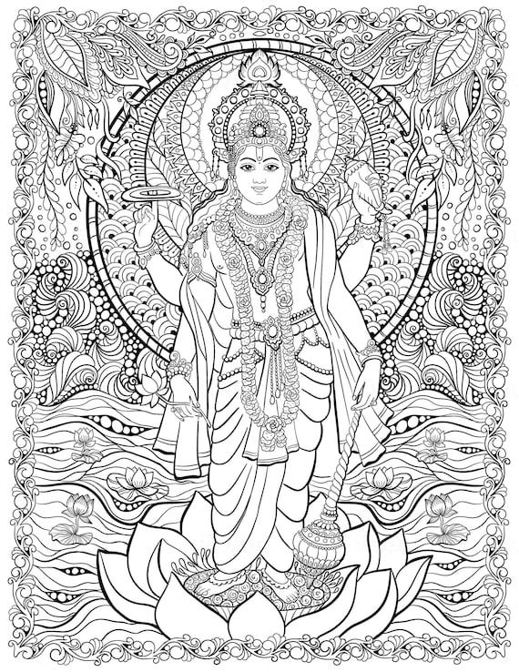 Vishnu Coloring Page | Etsy