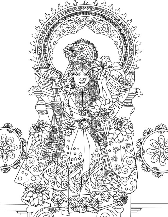Lakshmi Coloring Page - Etsy