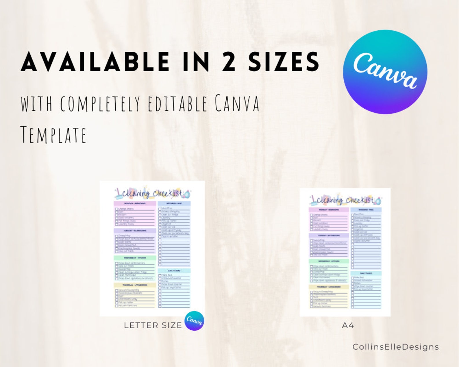 Cleaning Checklist, Canva Template, Cleaning Schedule, Daily Cleaning ...