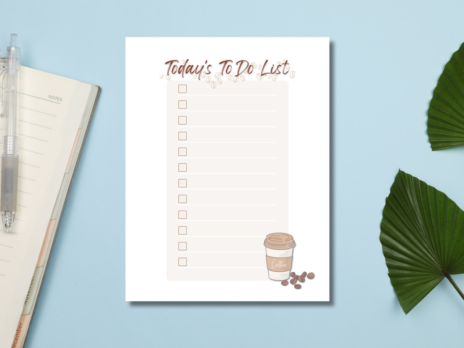 Coffee to Do List Printable, Coffee Bean Design Planner Page, Coffee ...