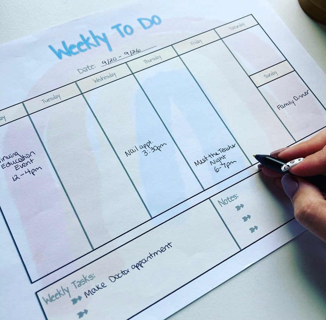Printable Weekly Planner in Pastel Rainbow - Etsy