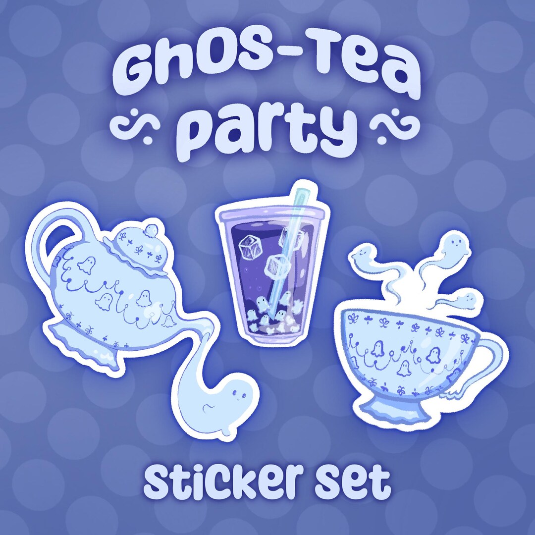 Ghost Tea Party Sticker Set - Etsy