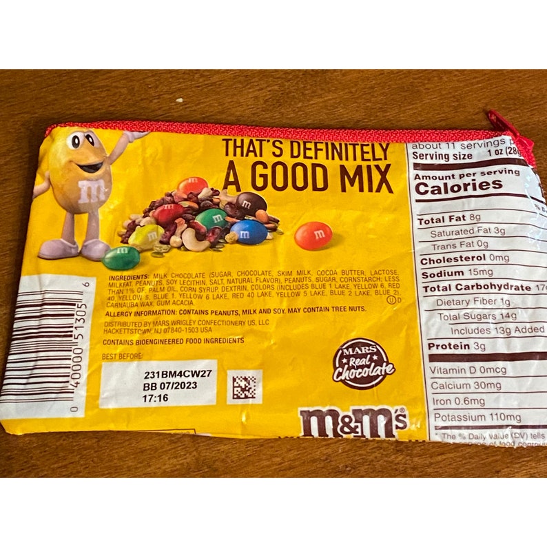 Peanut M&m's Zippered Pouch, Upcycled Candy Wrapper Pouch - Etsy