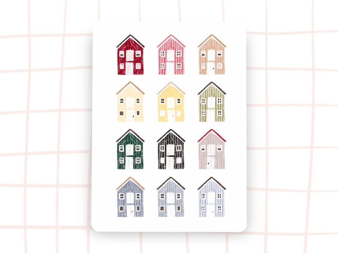 Sticker Scandinavia Houses Stickersheet Colorful Wooden Houses - Etsy