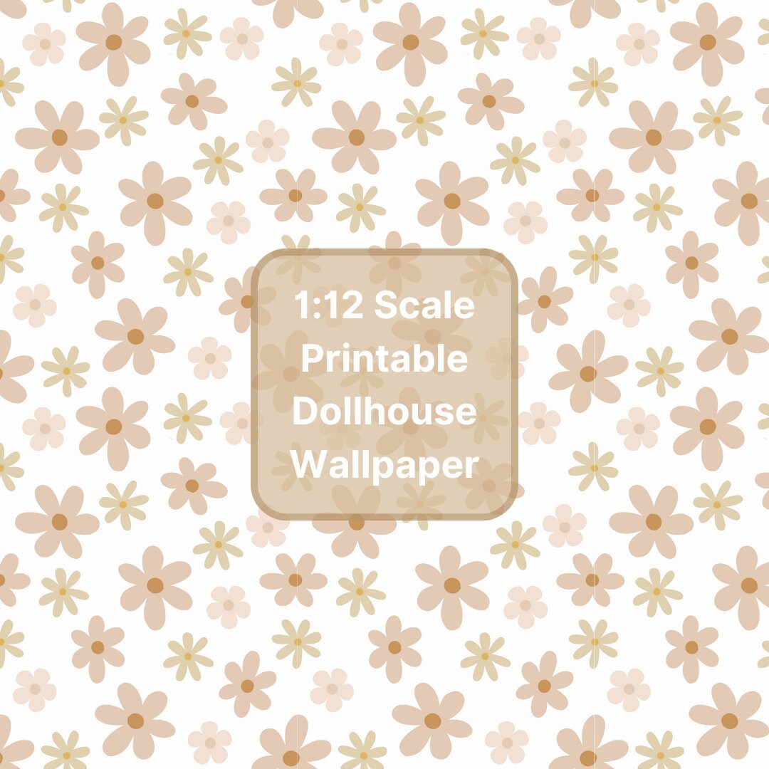 Boho Floral Dollhouse Wallpaper | Miniature 1:12 Scale Printable ...