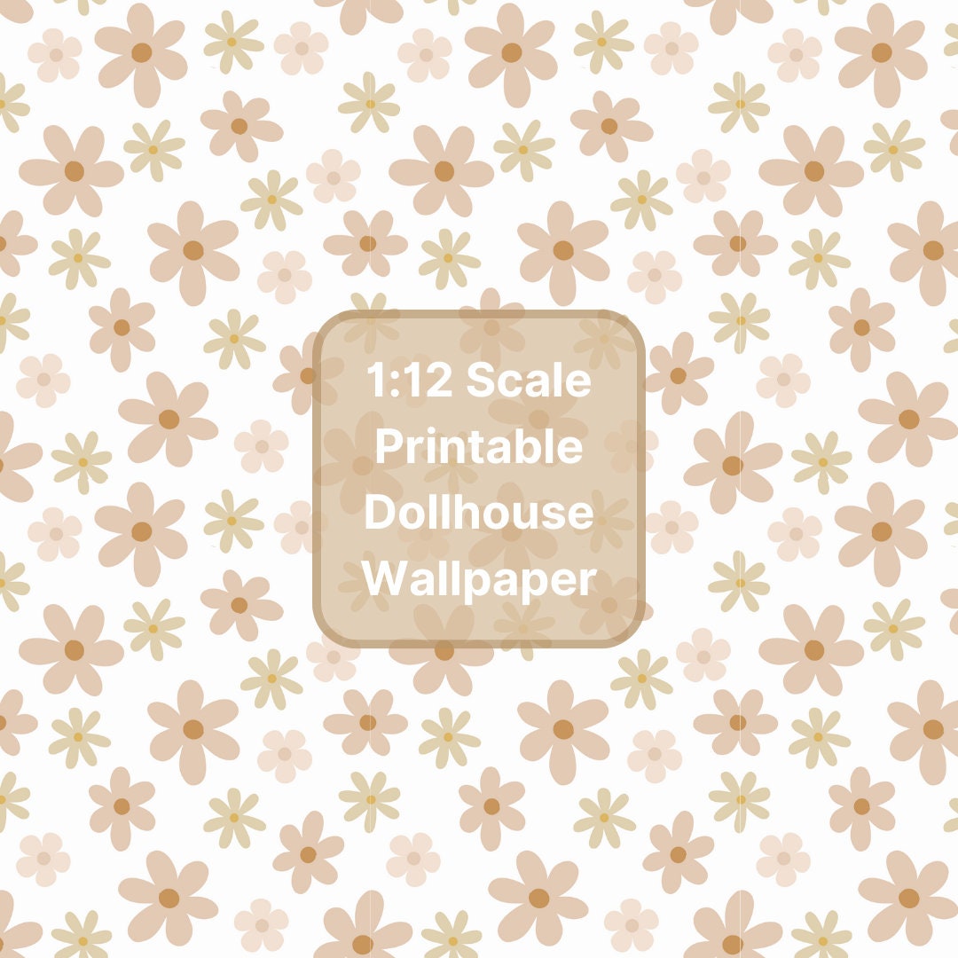 Boho Floral Dollhouse Wallpaper | Miniature 1:12 Scale Printable ...