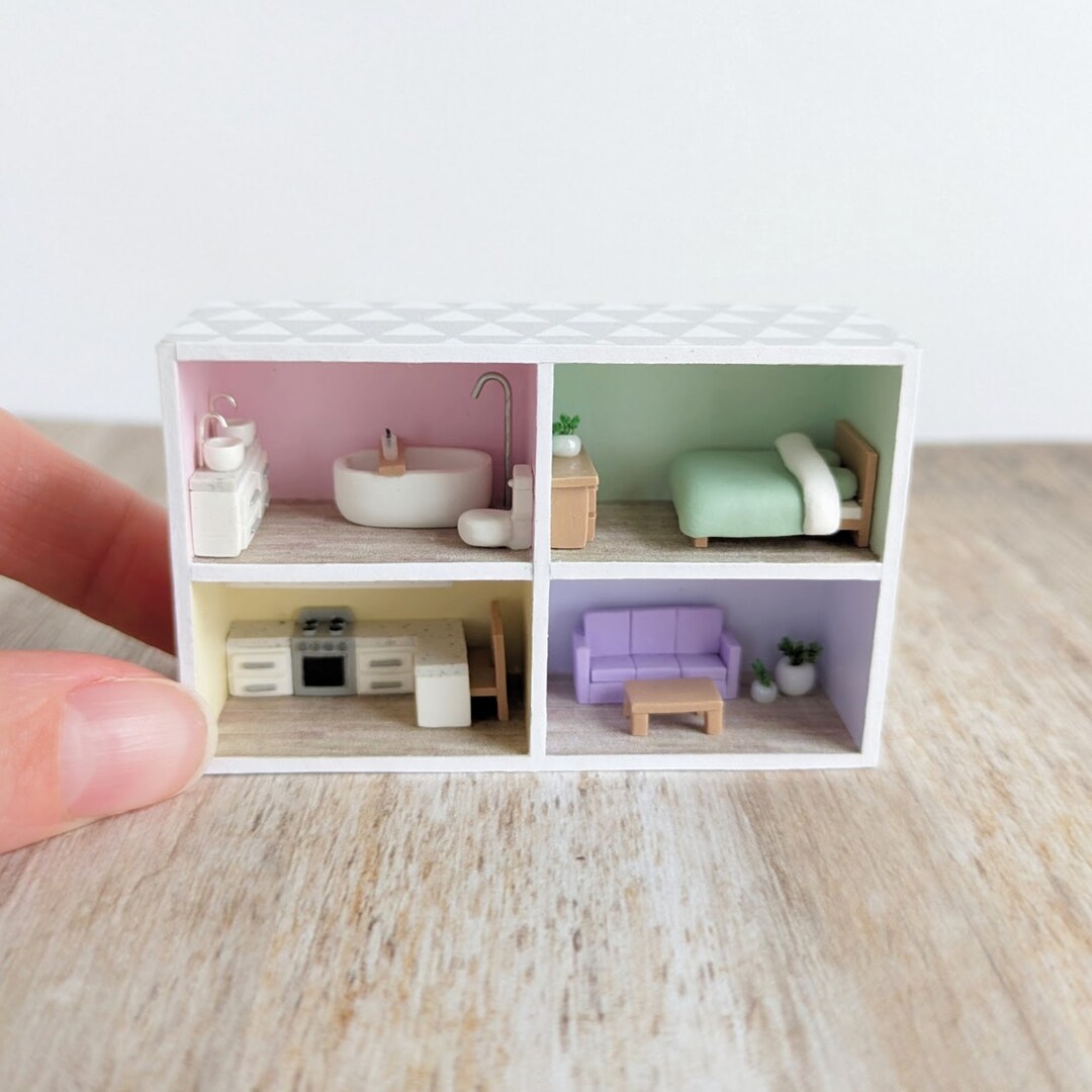 Micro-mini Dollhouse Cute Pastel-colored Tiny House Gift for Miniature ...