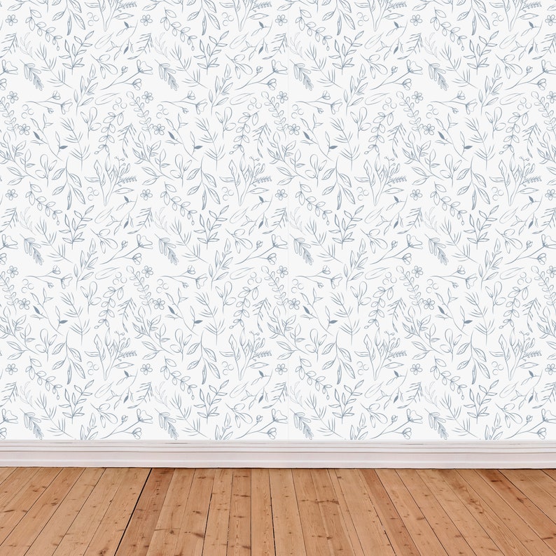 Printable Blue Floral Dollhouse Wallpaper | Miniature 1:12 Scale ...