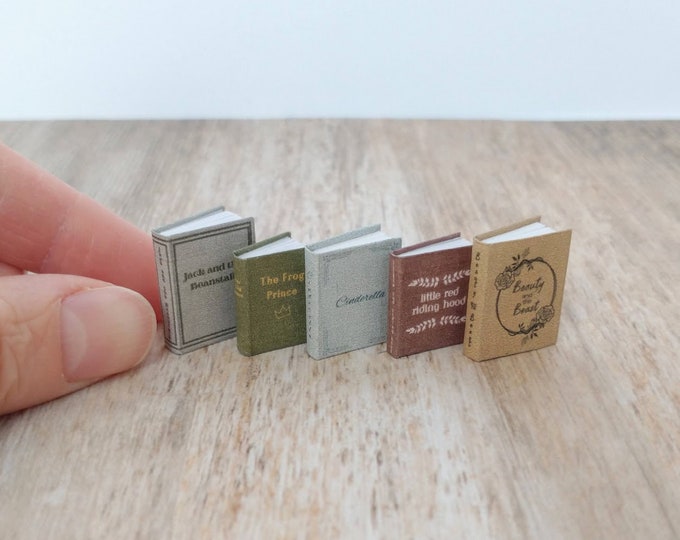 1:12 Scale Miniature Books Set of 5 Dollhouse Fairy-tale Books Gift for ...