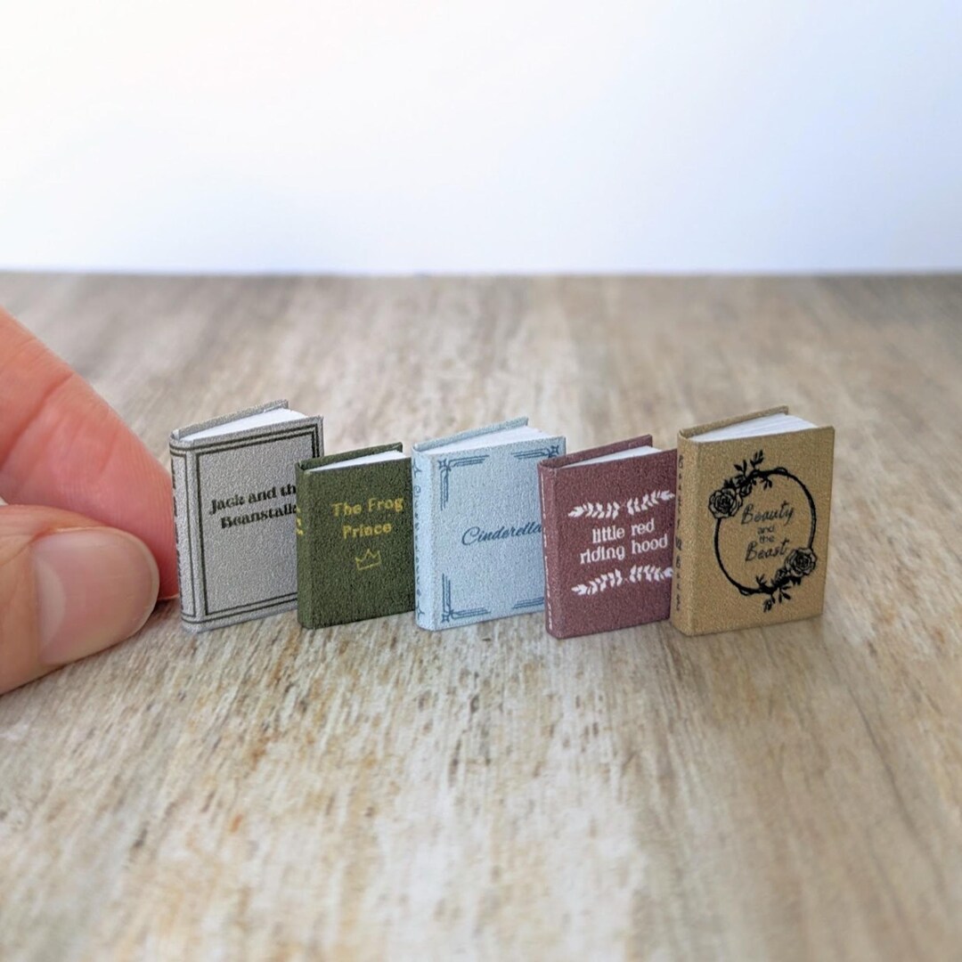 1:12 Scale Miniature Books | Set of 5 Dollhouse Fairy-tale Books | Gift ...