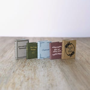 1:12 Scale Miniature Books | Set of 5 Dollhouse Fairy-tale Books | Gift ...