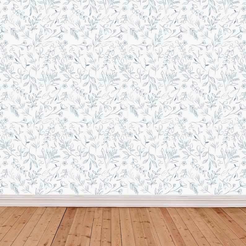 Printable Blue Floral Dollhouse Wallpaper | Miniature 1:12 Scale ...