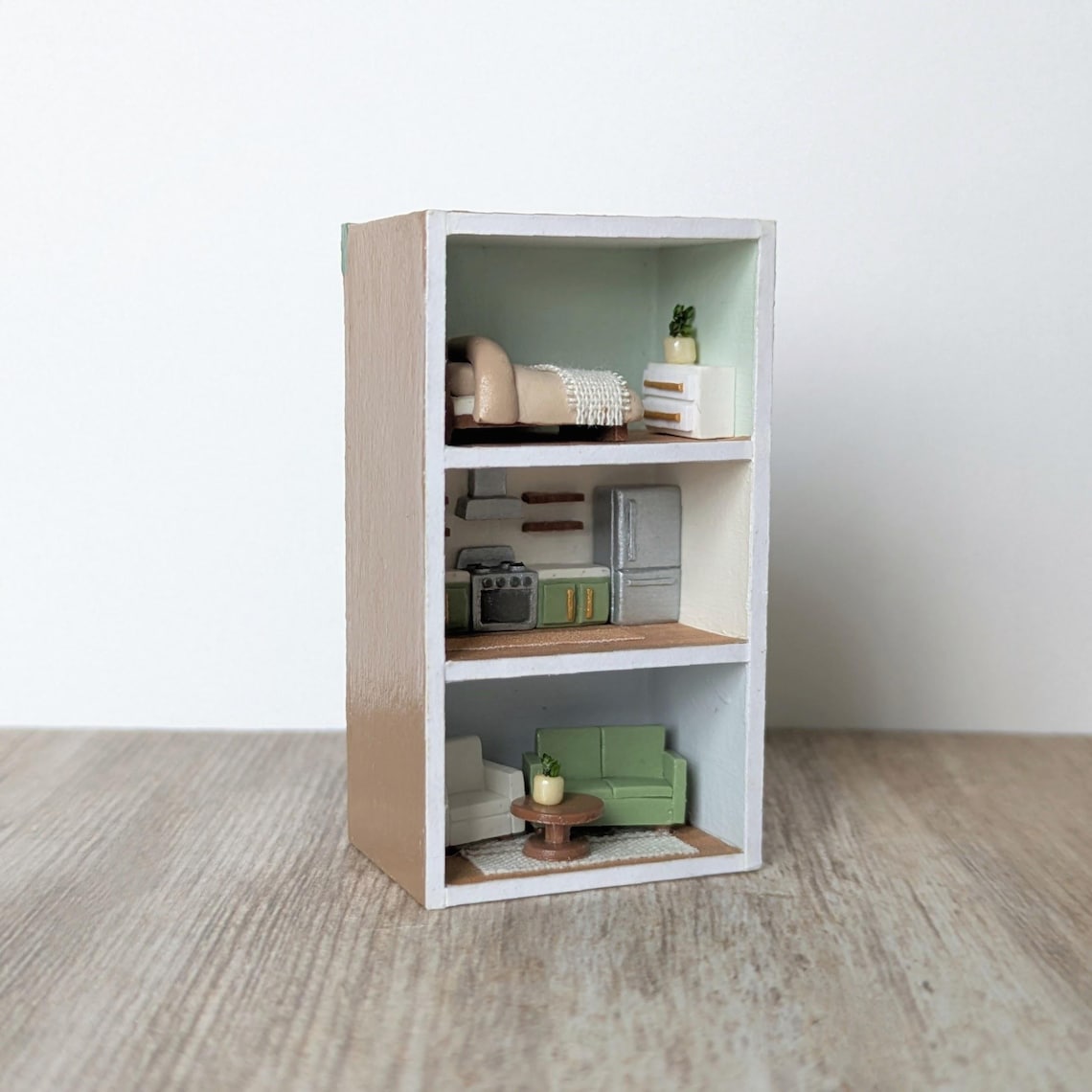 Micro-mini Brownstone Dollhouse Cute Green-themed Tiny House Gift for ...