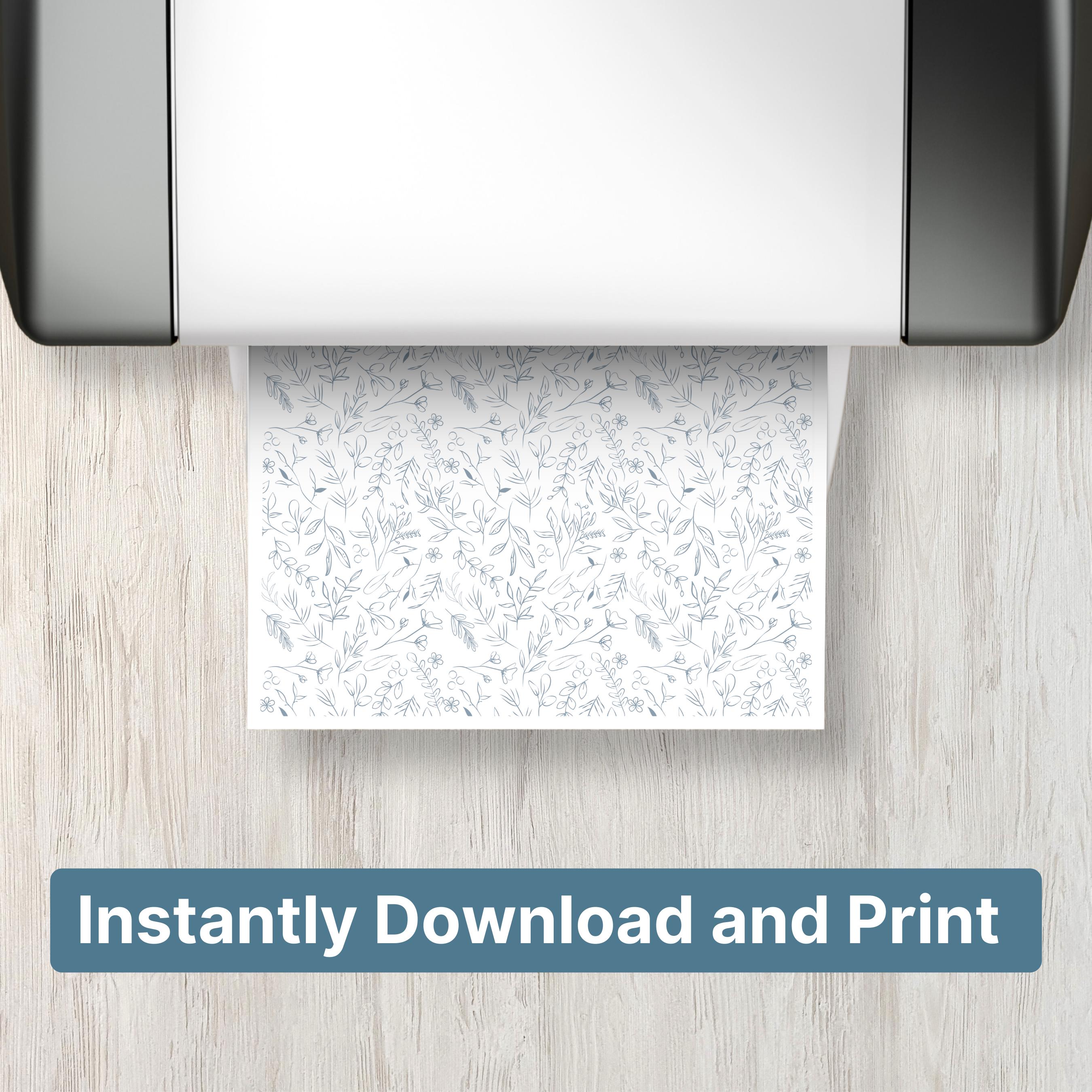 Printable Blue Floral Dollhouse Wallpaper | Miniature 1:12 Scale ...