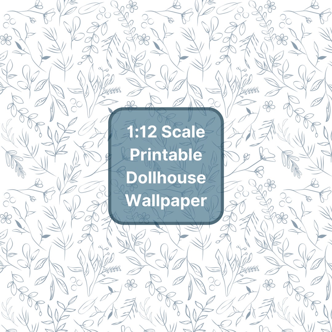 Printable Blue Floral Dollhouse Wallpaper | Miniature 1:12 Scale ...