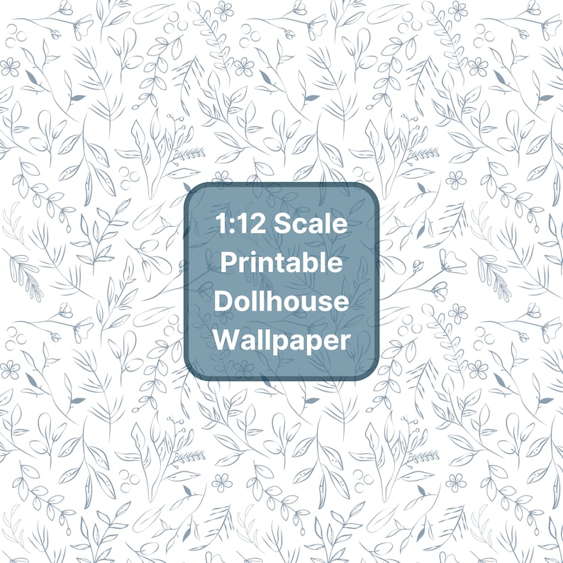 Printable Blue Floral Dollhouse Wallpaper Miniature 1:12 - Etsy