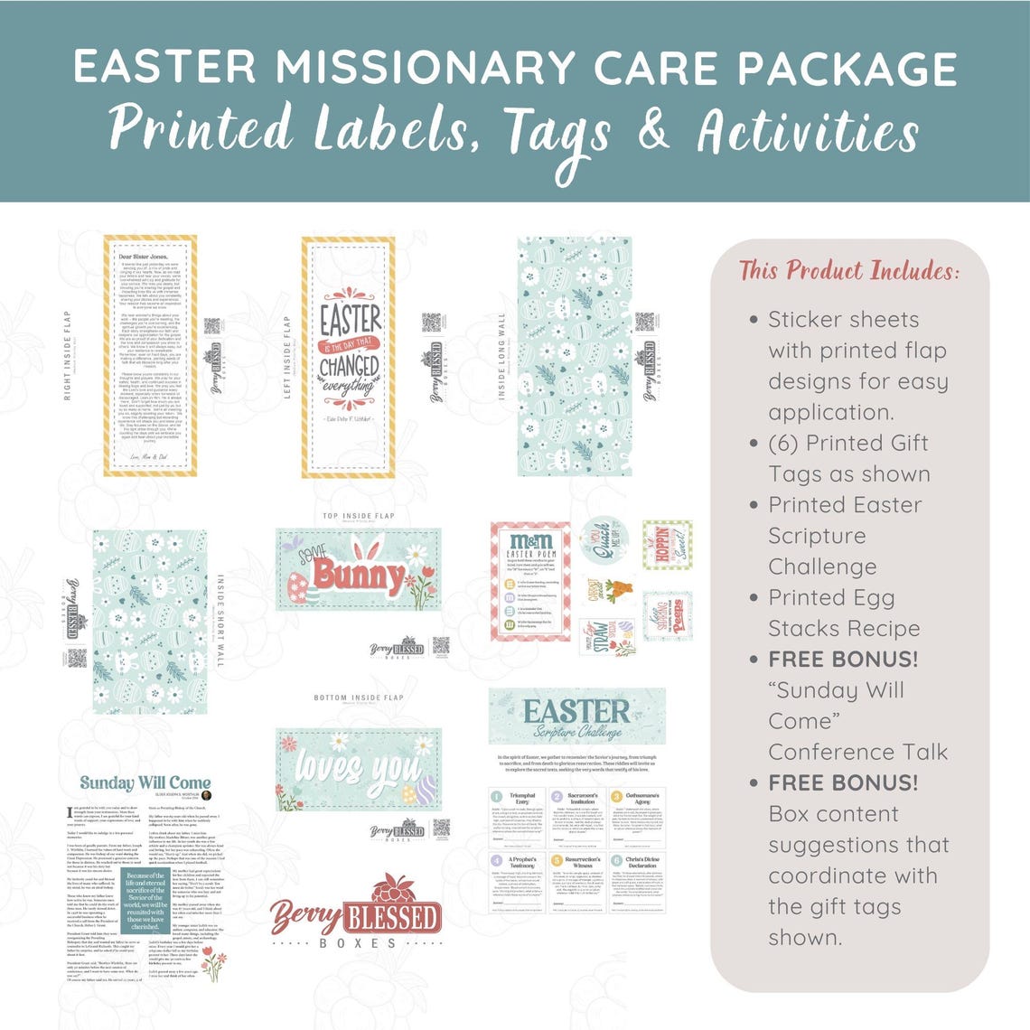LDS Missionary Easter Care Package, Shipping Box Flap Stickers, Printed ...