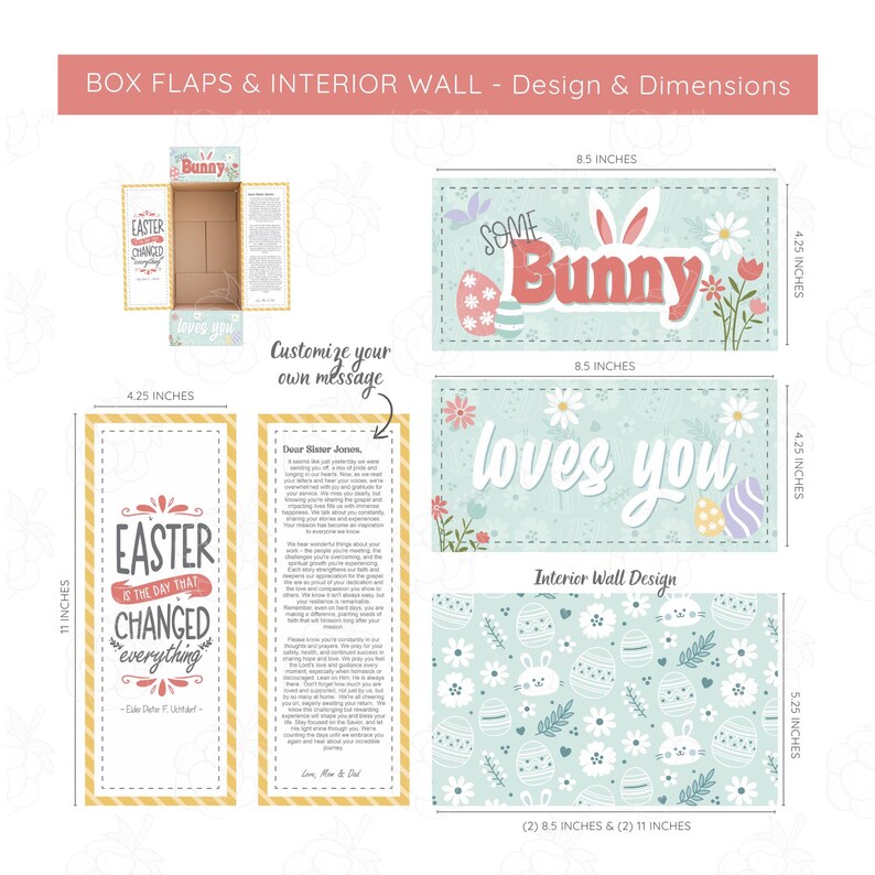 LDS Missionary Easter Care Package Kit, Easter Shipping Box Flap Design, Instant Download, DIY ...