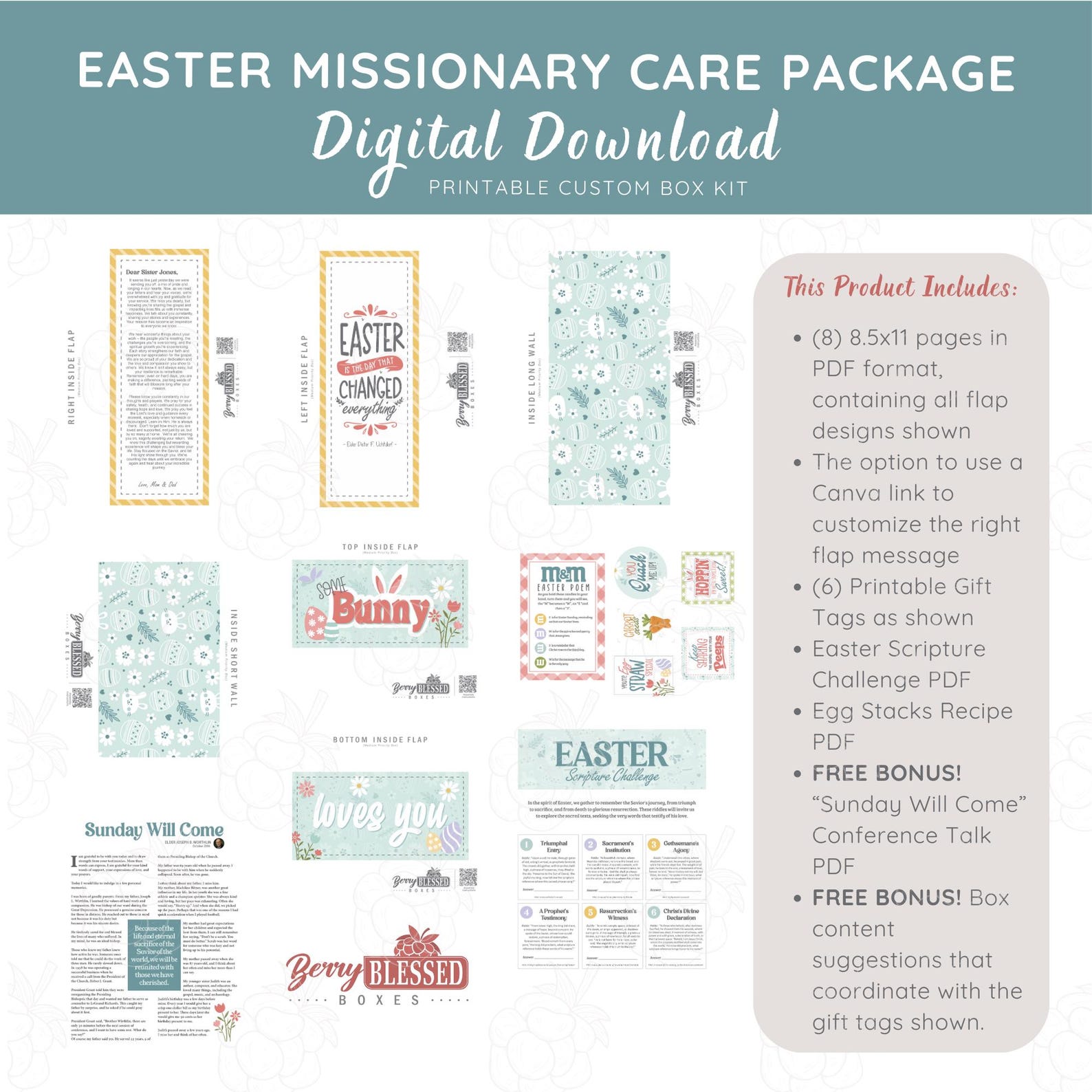 LDS Missionary Easter Care Package Kit, Easter Shipping Box Flap Design ...