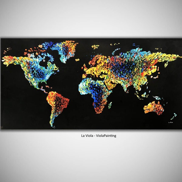 World Map Painting - Etsy