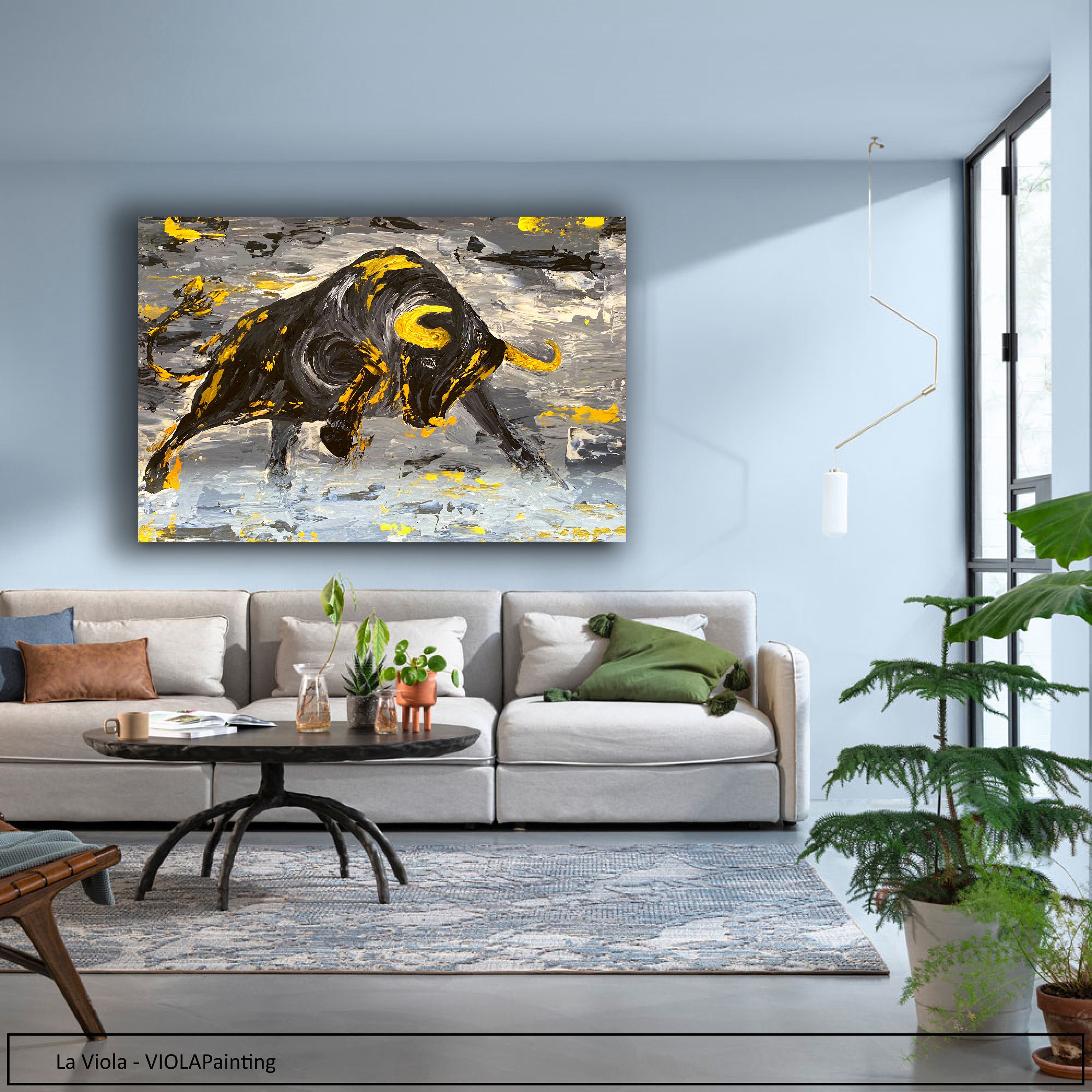 Bull Print Painting, Bull Bear Painting Wall Street Poster, Bull Bear ...