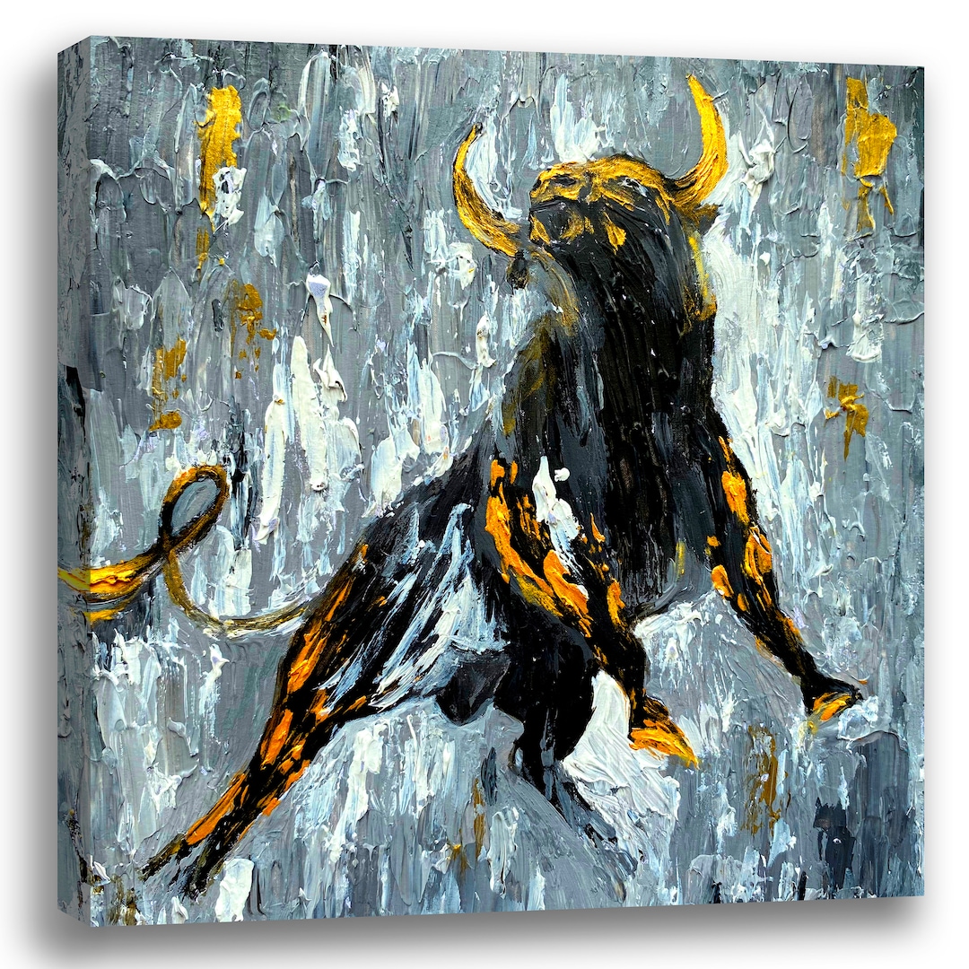 Bull Print Painting, Bull Bear Painting Wall Street Poster, Bull Bear ...
