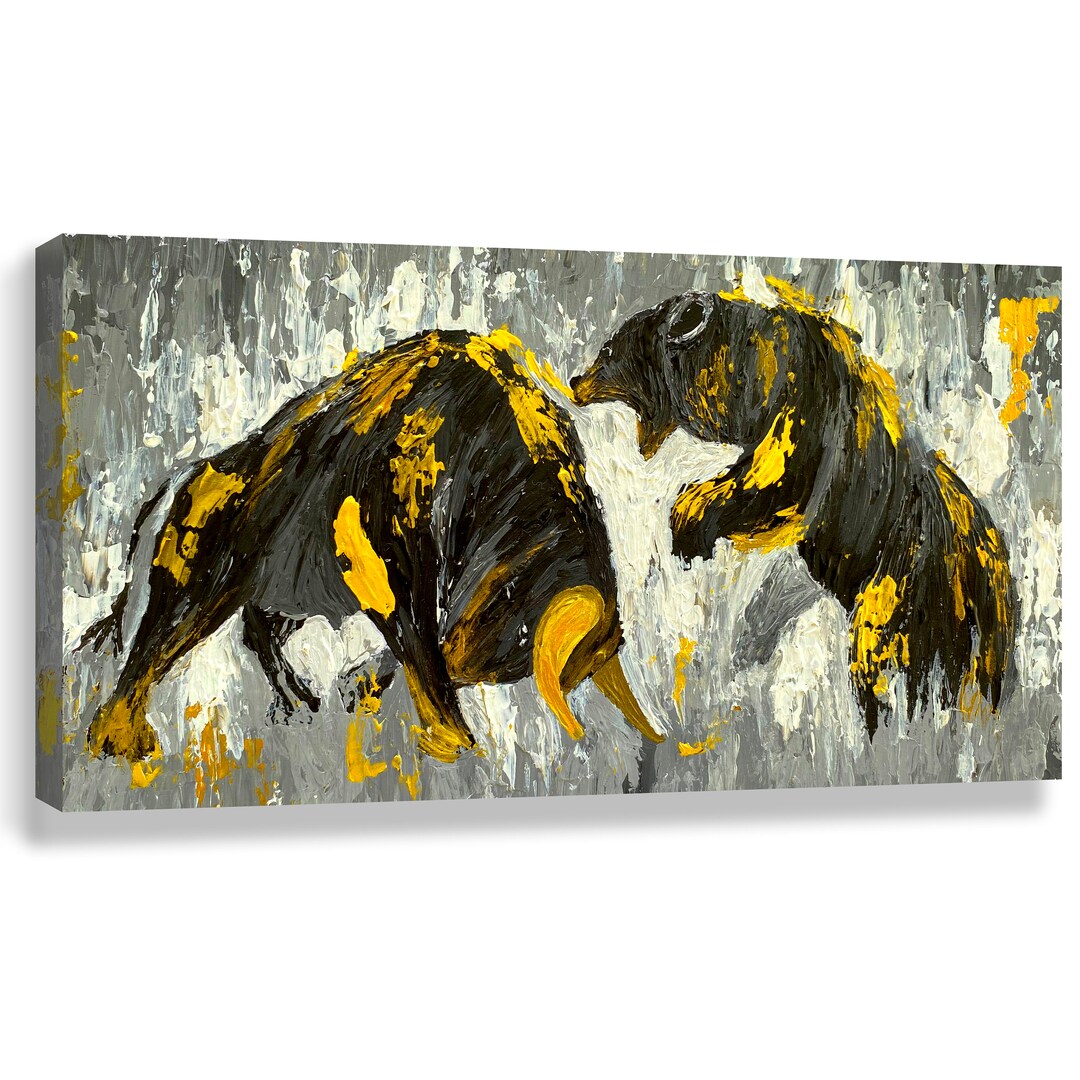 Bull Print Painting, Bull Bear Painting Wall Street Poster, Bull Bear ...