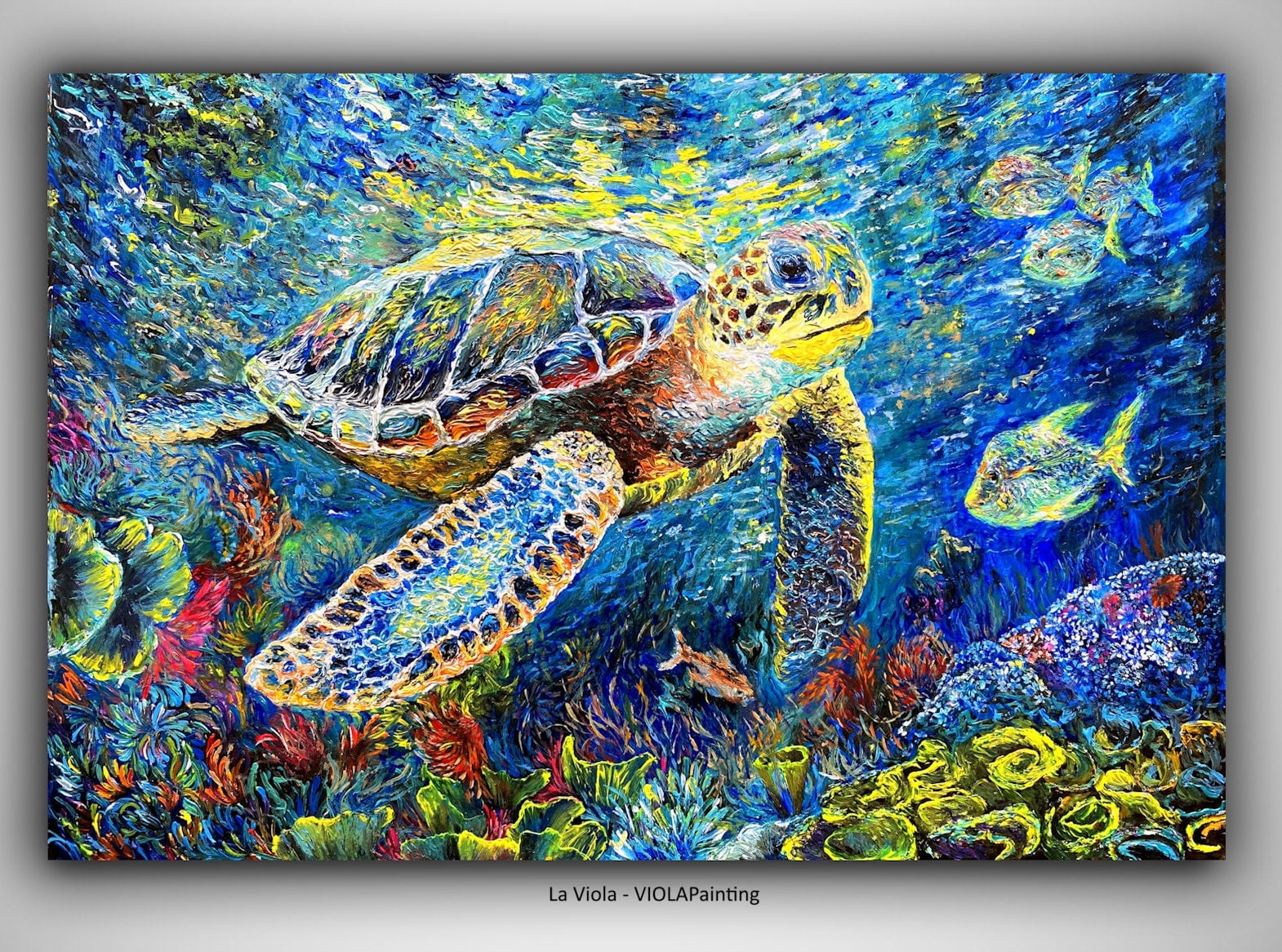 Animal Painting Turtle, Sea Turtle Painting, Original Handmade Oil ...