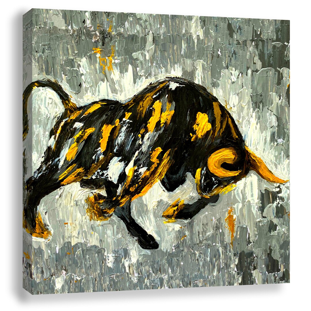 Bull Print Painting, Bull Bear Painting Wall Street Poster, Bull Bear ...