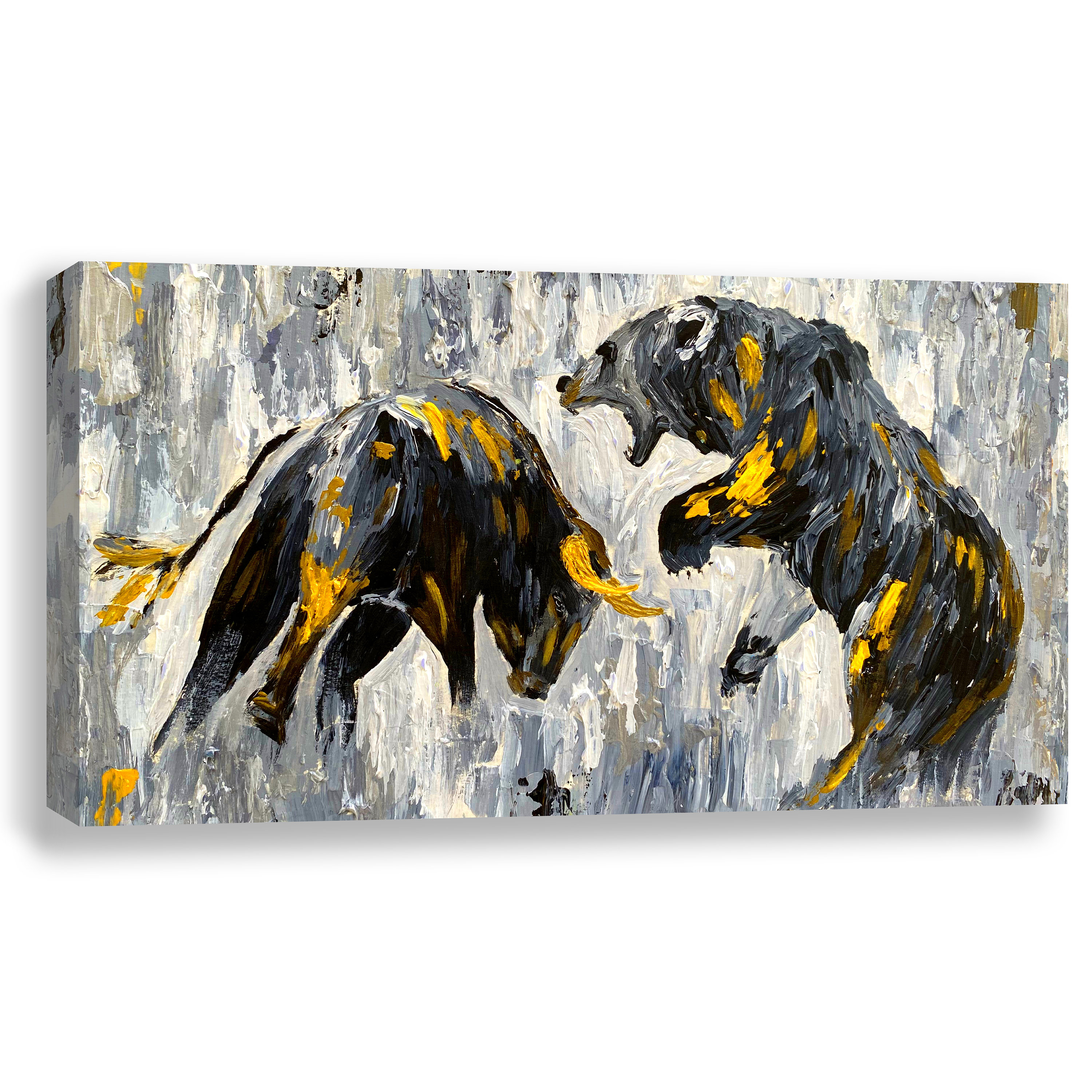 Bull Print Painting, Bull Bear Painting Wall Street Poster, Bull Bear ...